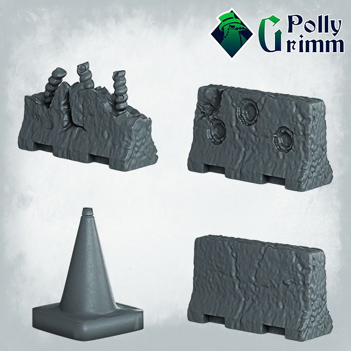 3D Printable Sci-fi tabletop miniature. Terrain, barricads set by PollyGrimm